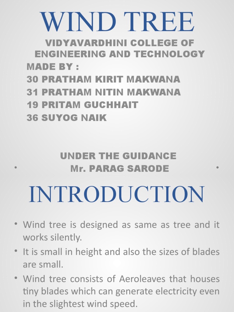 Wind Tree | PDF | Electric Generator | Electromagnetic Induction