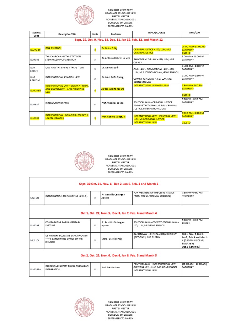1ST SEM AY YEAR 2021-2022 SCHEDULE OF CLASSES As of Sept. 15, 2021 | PDF | Political Science ...
