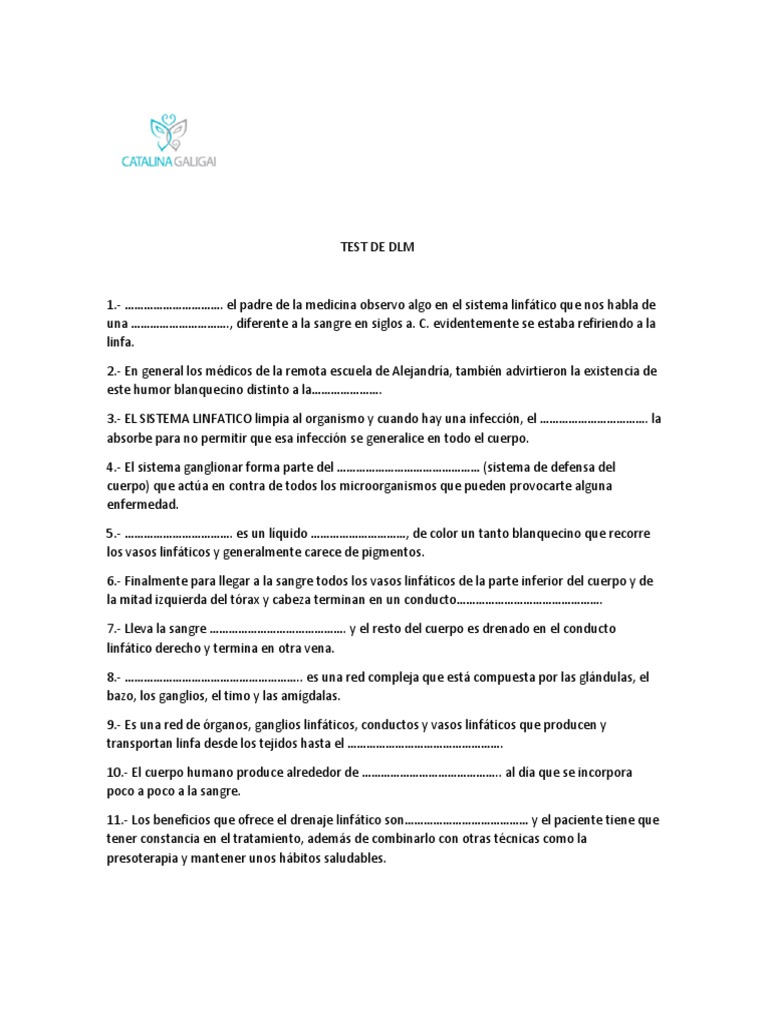 Test de DLM | PDF | Sistema linfático | Masaje
