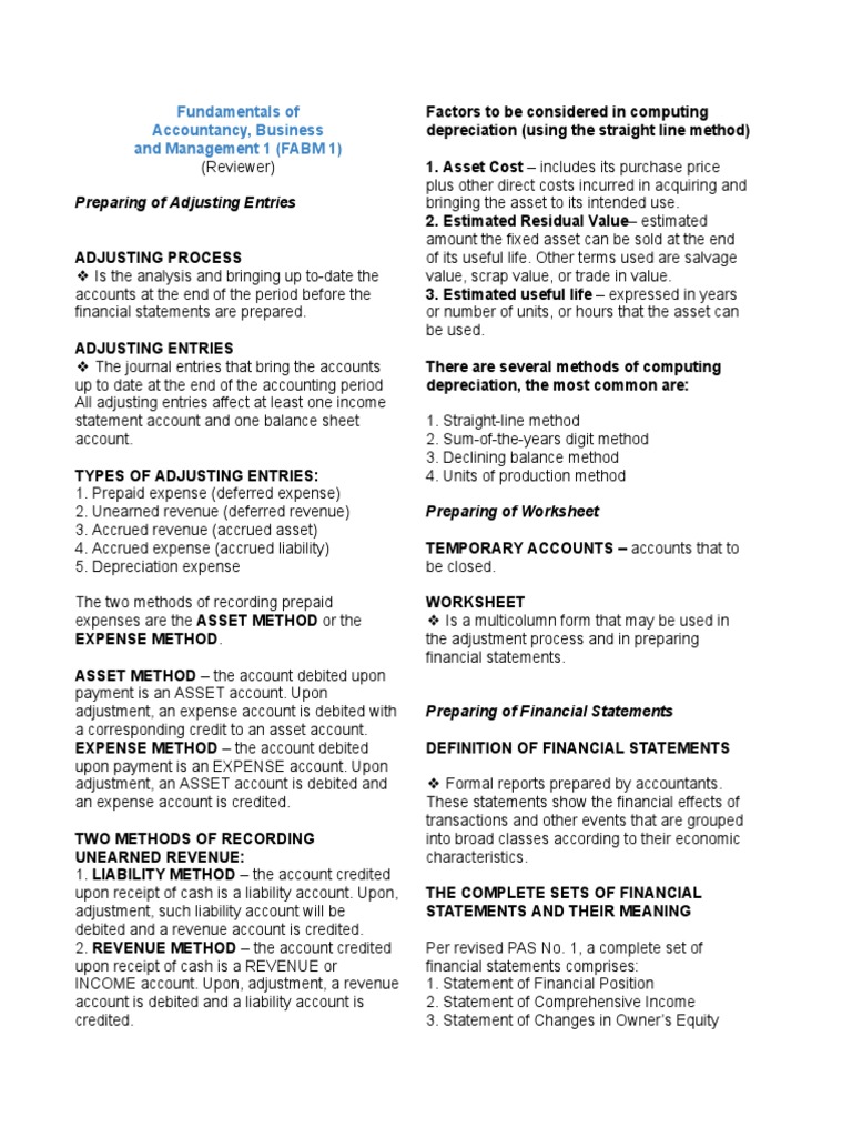 Q4 Fabm1 Reviewer | PDF | Discounts And Allowances | Debits And Credits