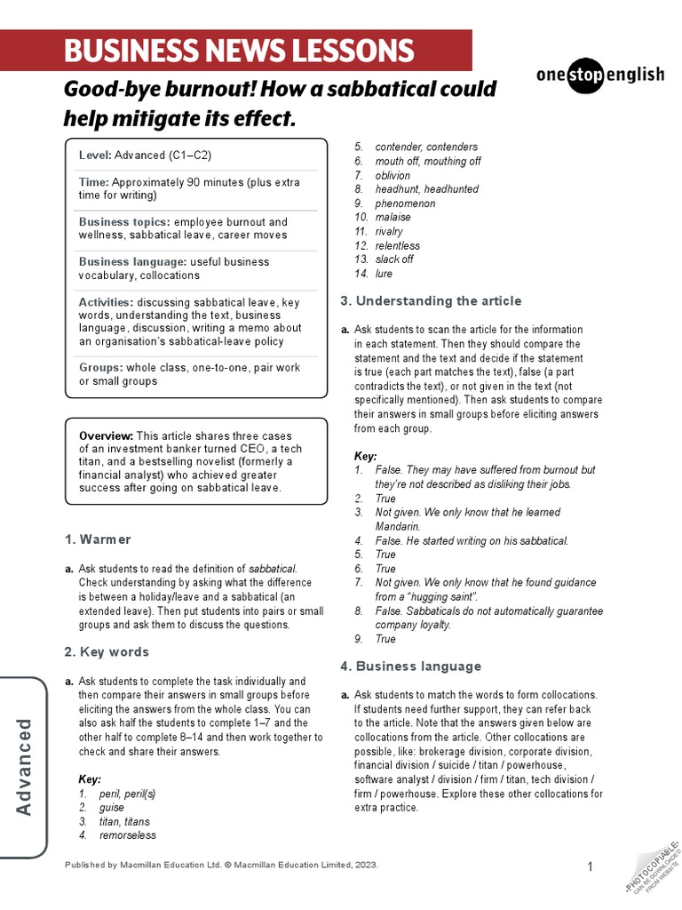 "Sabbatical Benefits for Burnout" | PDF