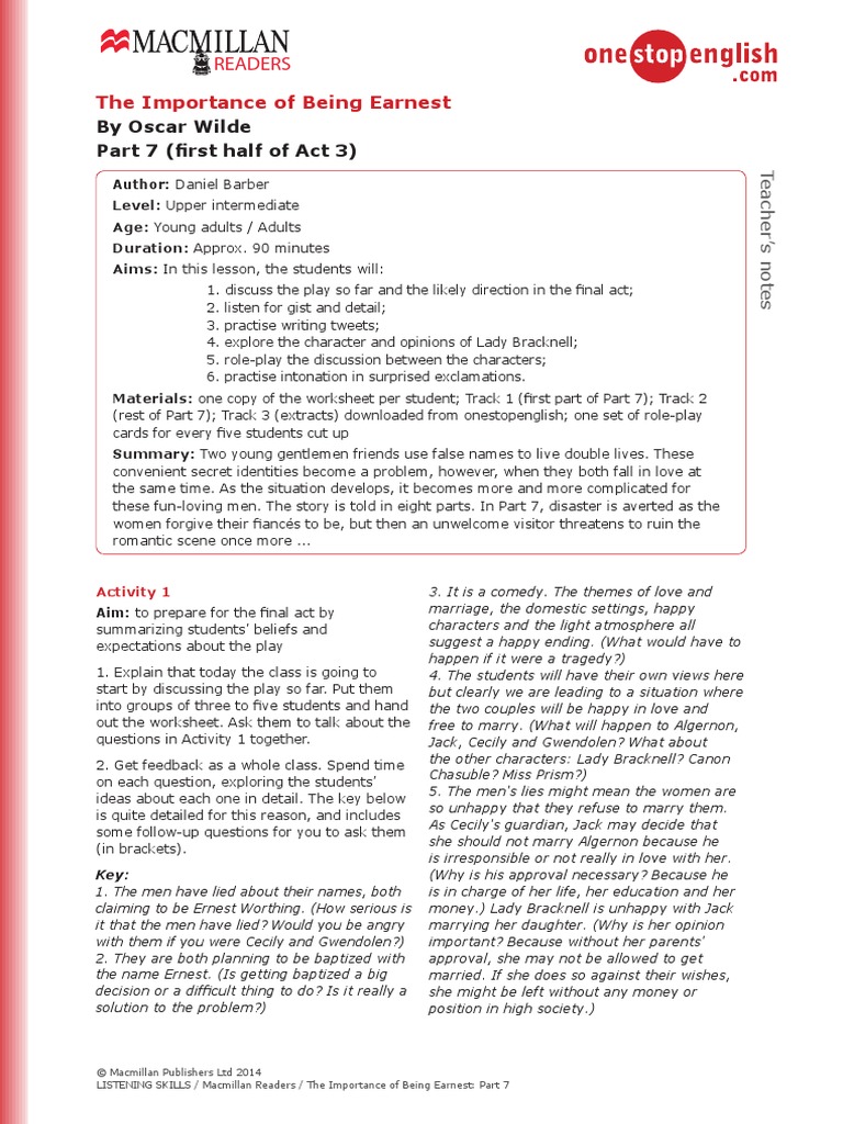 The Importance of Being Earnest - Part7 2 | Download Free PDF | The ...