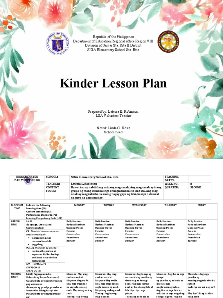 Kinder Lesson Plan Pdf