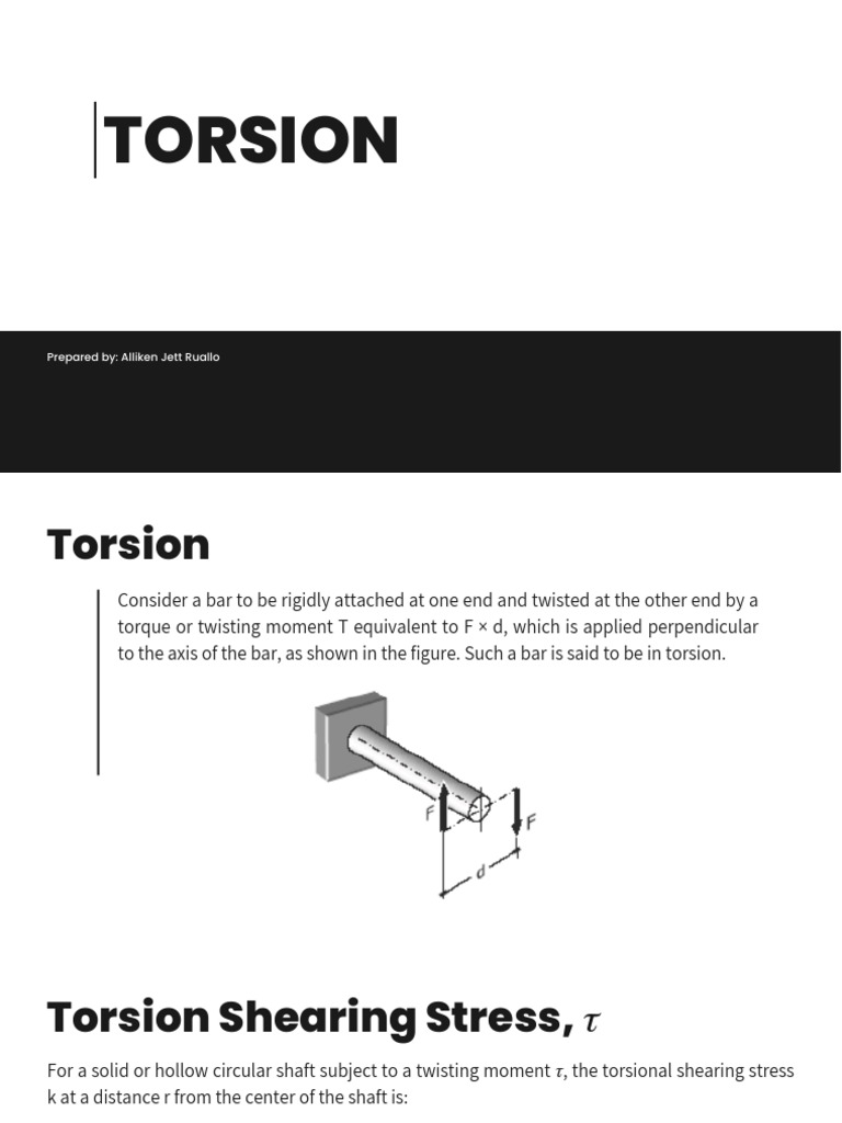 Fundamentals of Deformable Bodies Torsion | PDF | Torque | Stress ...