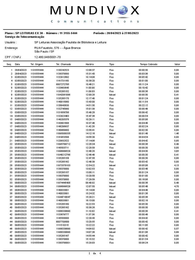Mvxtelecom SP 11002000 Detalhamento 20230428 - 20230527 1131555444 ...