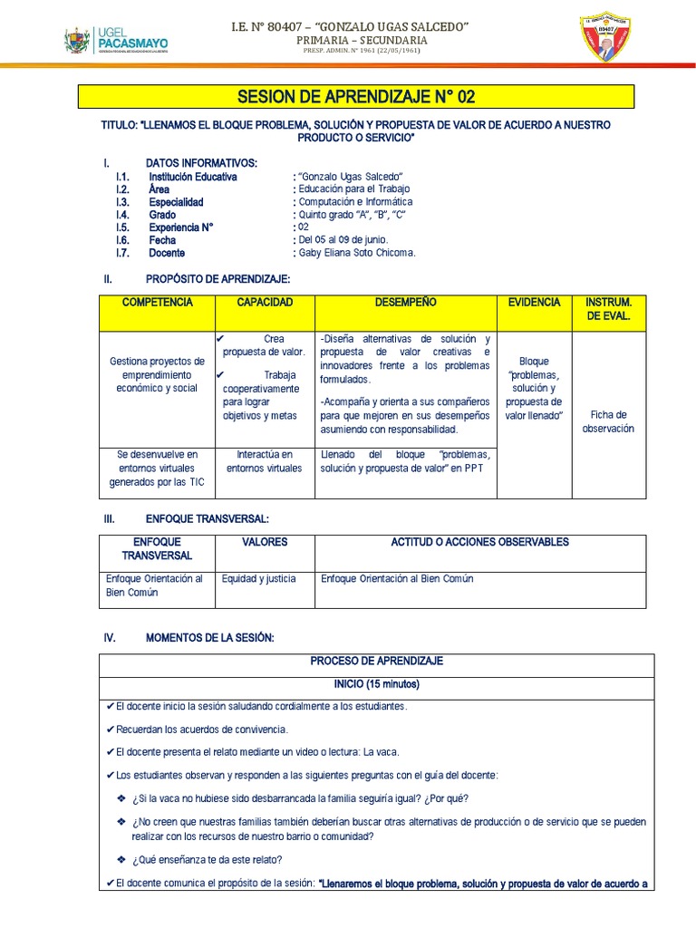 SESION 02 - EDA 2 - EPT 5° | PDF | Aprendizaje | Cognición
