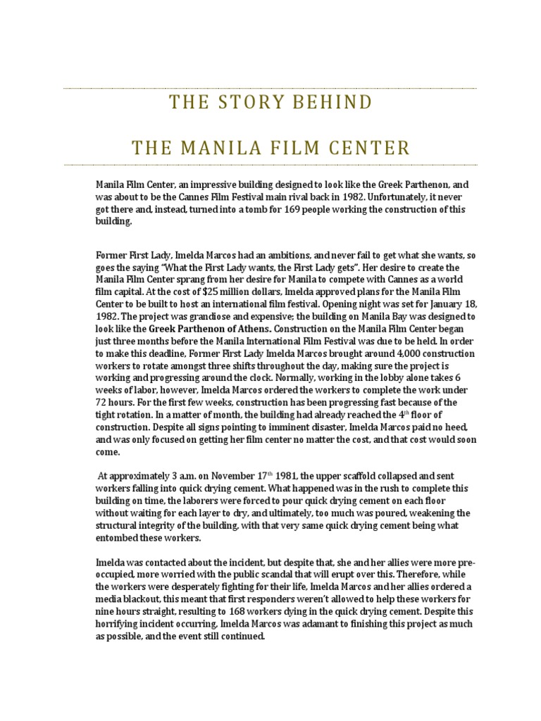 The Story Behind Manila Film Center | PDF