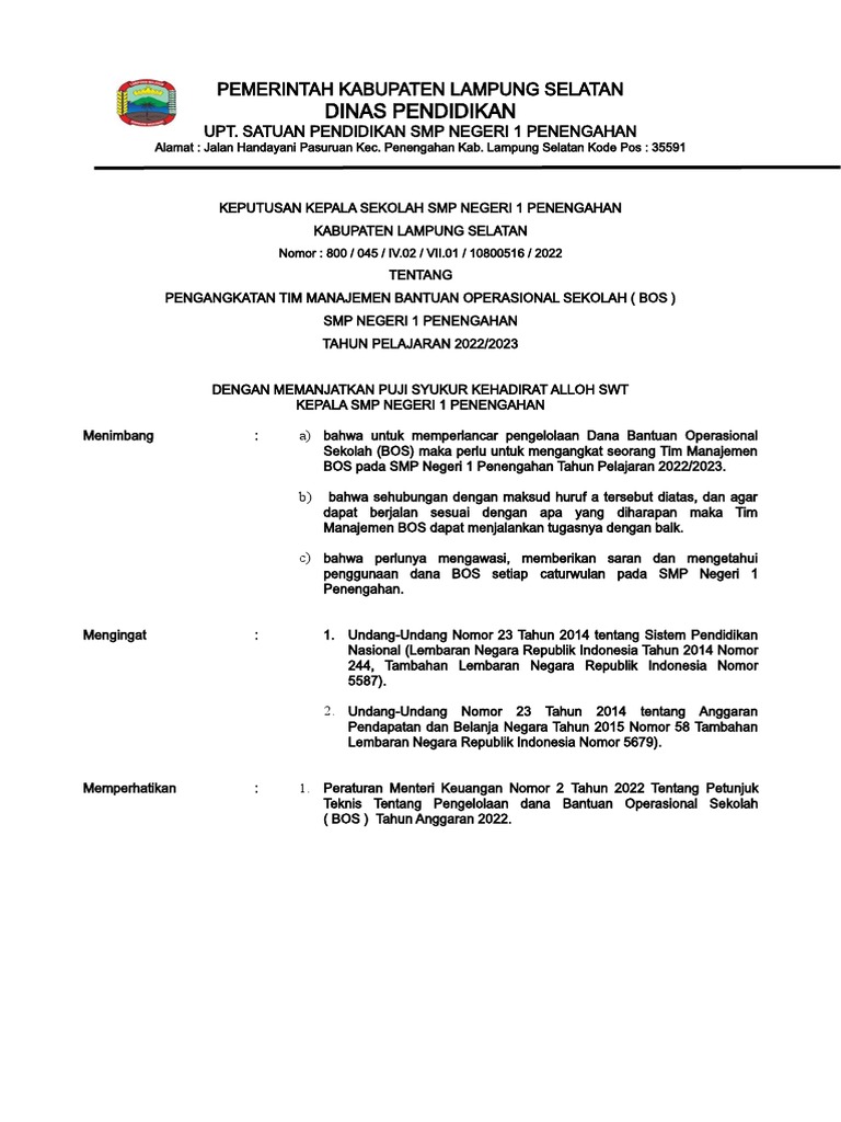 SK Bendahara Bos 1 | PDF