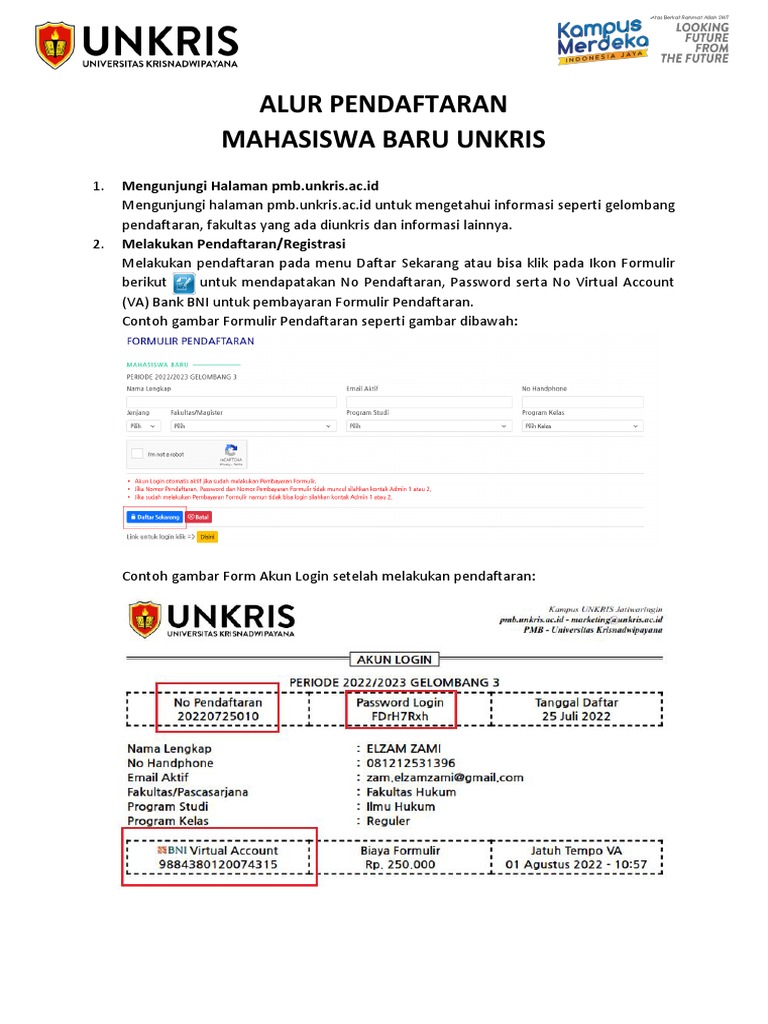 Alur Pendaftaran MABA UNKRIS | PDF | Pengelolaan Keuangan & Uang