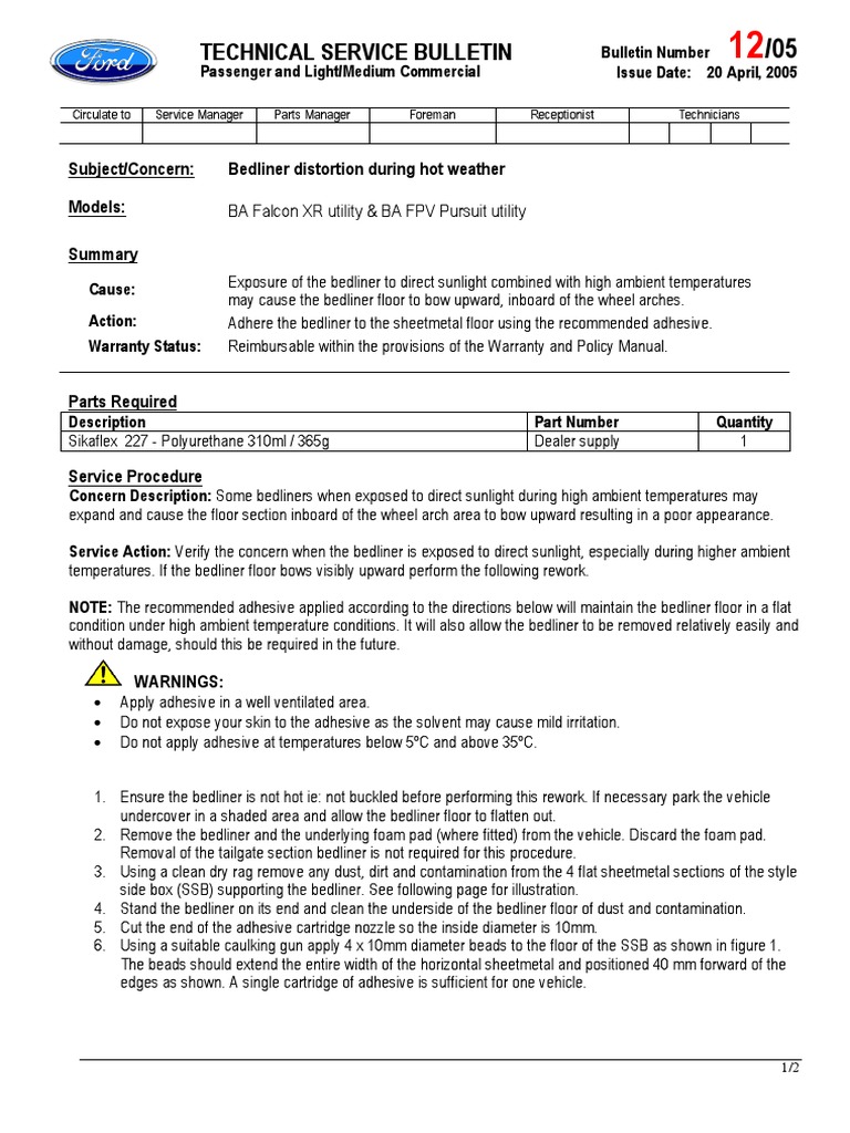 Bedliner Distortion During Hot Weather | PDF | Adhesive | Physical Sciences