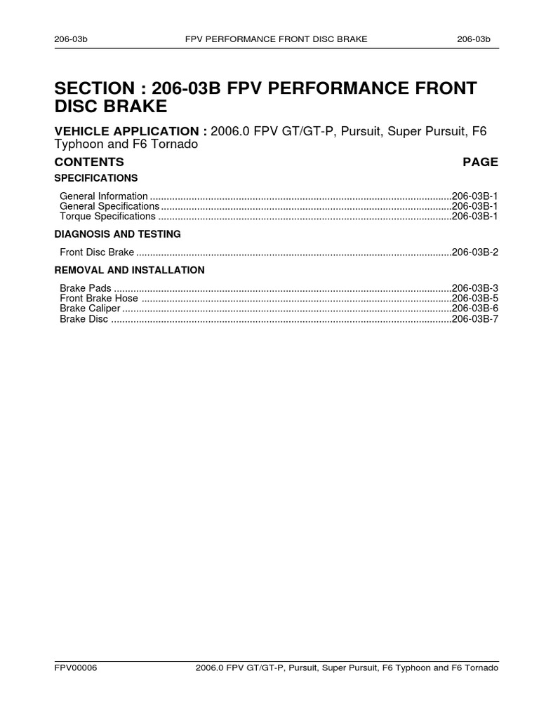 206-03B - FPV Performance Front Disk Brake | PDF | Manufactured Goods ...