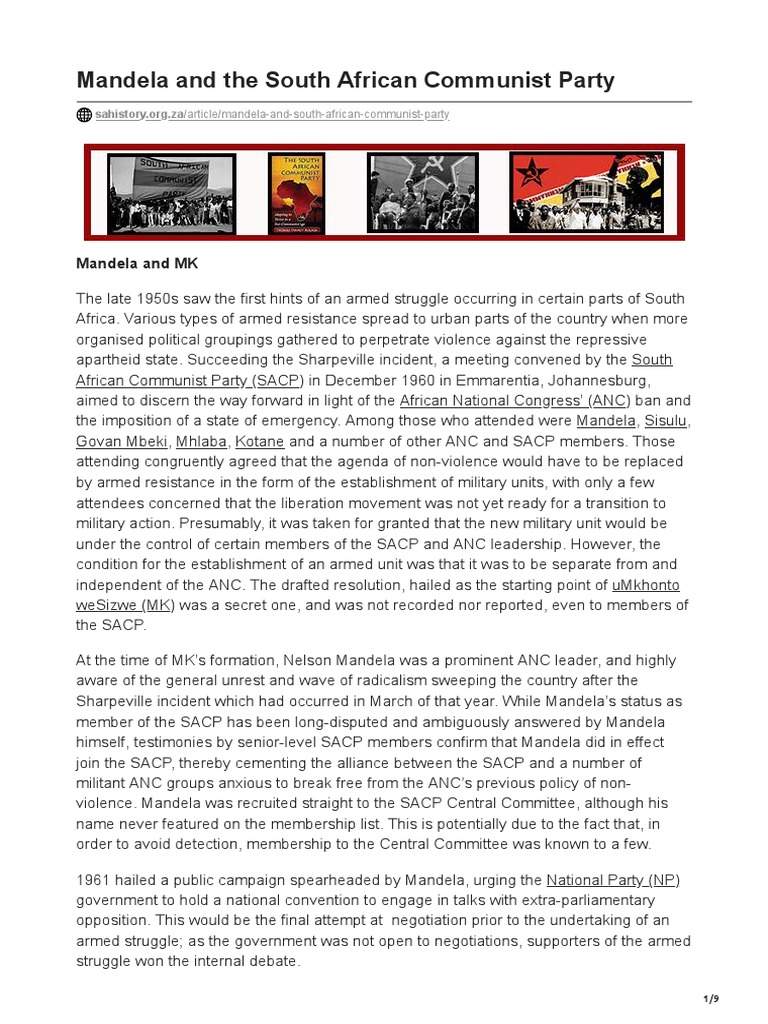 sahistory.org.za-Mandela and the South African Communist Party | PDF ...