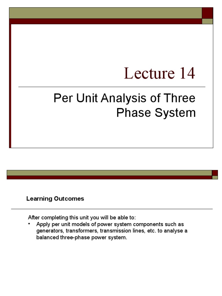 BEF 23803 - Lecture 14 - Per Unit Analysis of Three Phase System | PDF