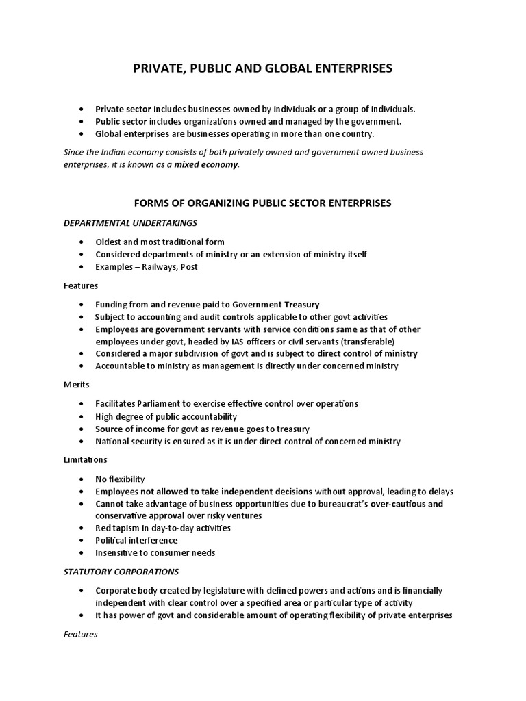 Understanding Public Sector Enterprises | PDF | Business | Financial ...