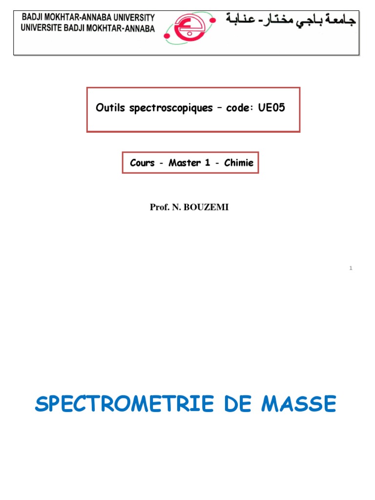 Spectrométrie de Masse en Chimie | PDF | Méthodes et références ...