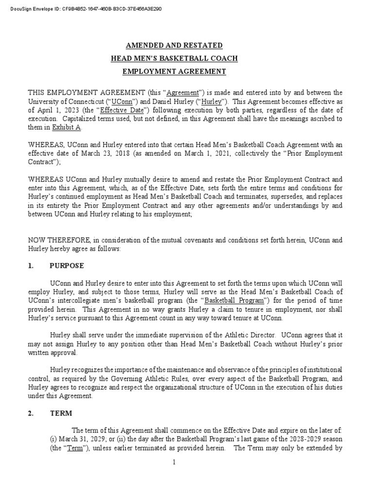 Hurley Employment Agreement - Final Execution | PDF | National Collegiate Athletic Association ...