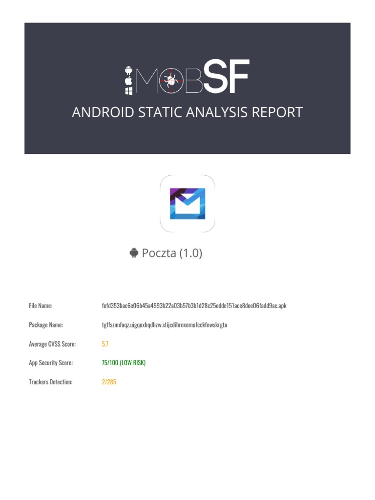 MobSF Static Analysis Report | PDF