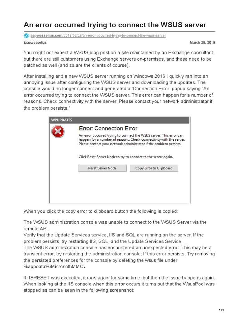 An Error Occurred Trying To Connect The WSUS Server | PDF | Internet Information Services ...