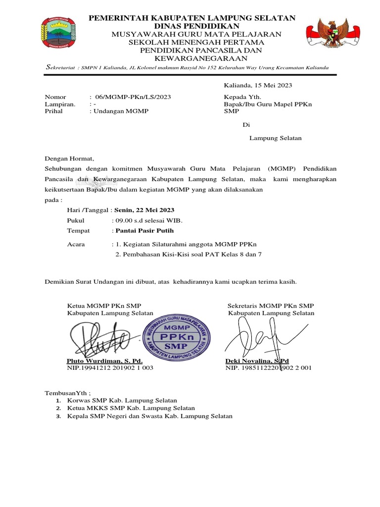 Surat Mgmp Ppkn 15 Mei 2023 Pdf