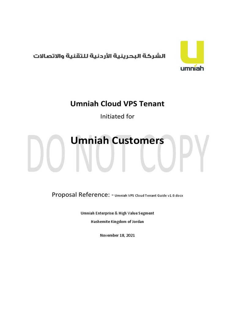 Umniah VPS Cloud Tenant Guide v1.6 | PDF | Ip Address | Computer Network