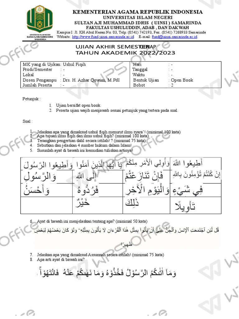 UAS Ushul Fiqih (Serli 2242014028) | PDF