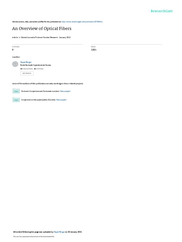 Rezgui-An Overview of Optical Fibers | PDF | Optical Fiber | Transmission Medium