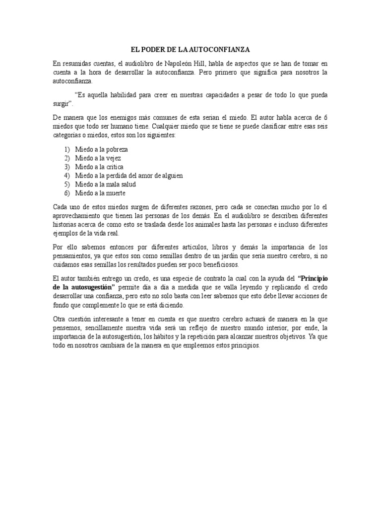 El Poder de La Autoconfianza | PDF El Poder de La Autoconfianza | PDF