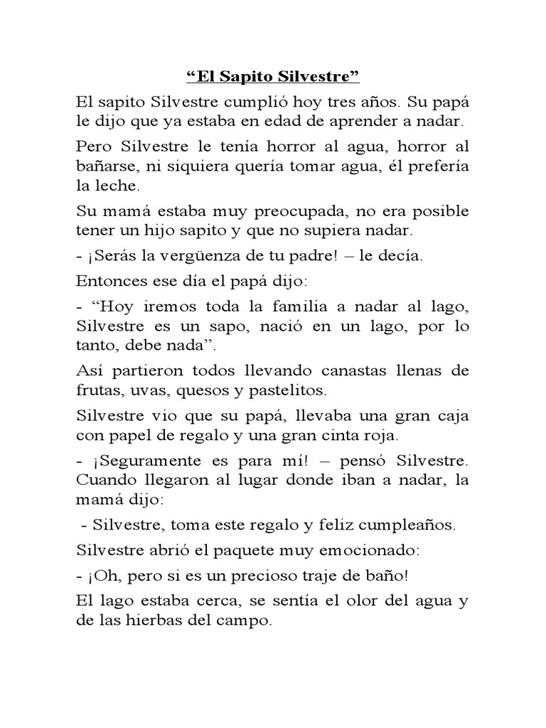 El Sapito Silvestre CUENTO CORREGIDO | PDF