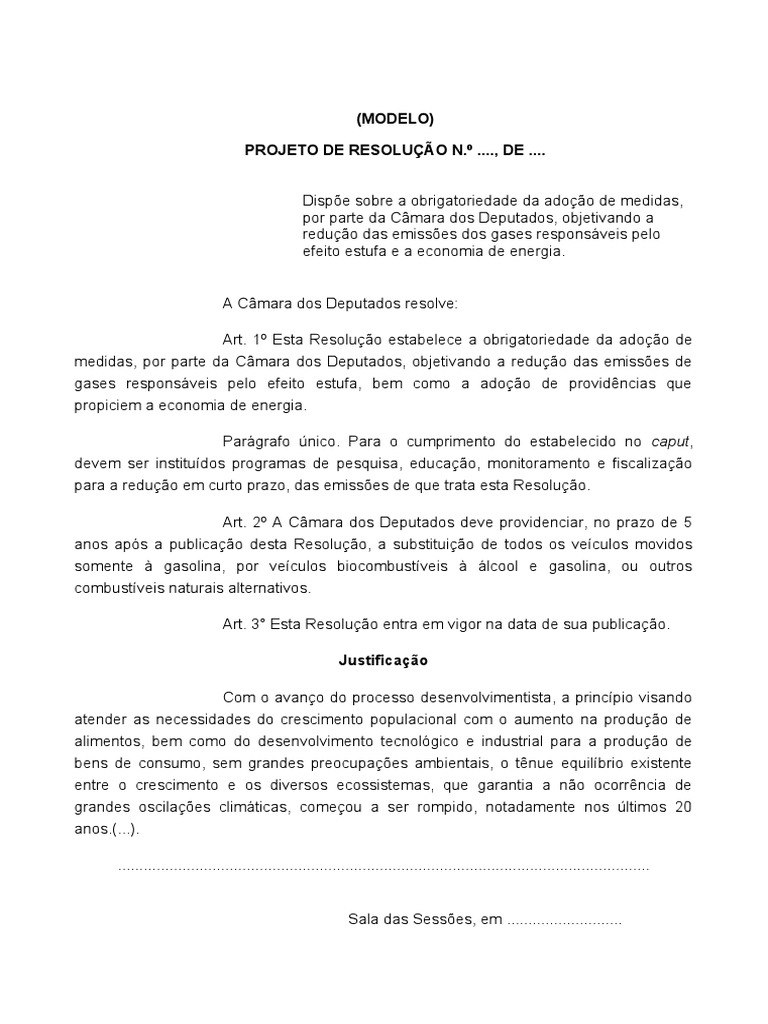 Modelo de Projeto de Resolucao Versao Final | PDF Modelo de Projeto de Resolucao Versao Final | PDF