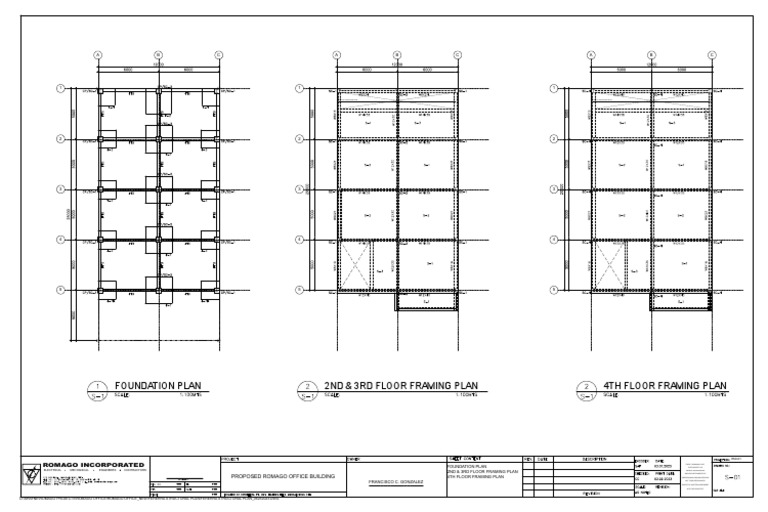 Foundation Plan 2Nd & 3Rd Floor Framing Plan 4Th Floor Framing Plan | PDF | Buildings And Structures