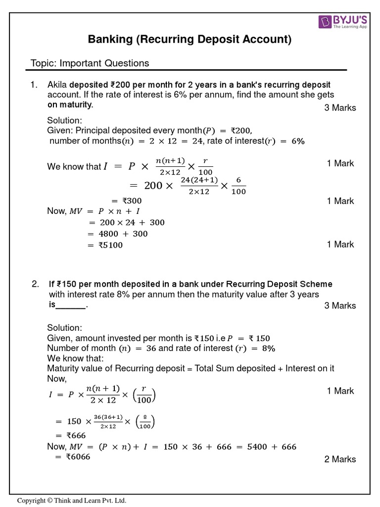 Banking (Recurring Deposit Account) - Imp | PDF | Interest Rates | Interest