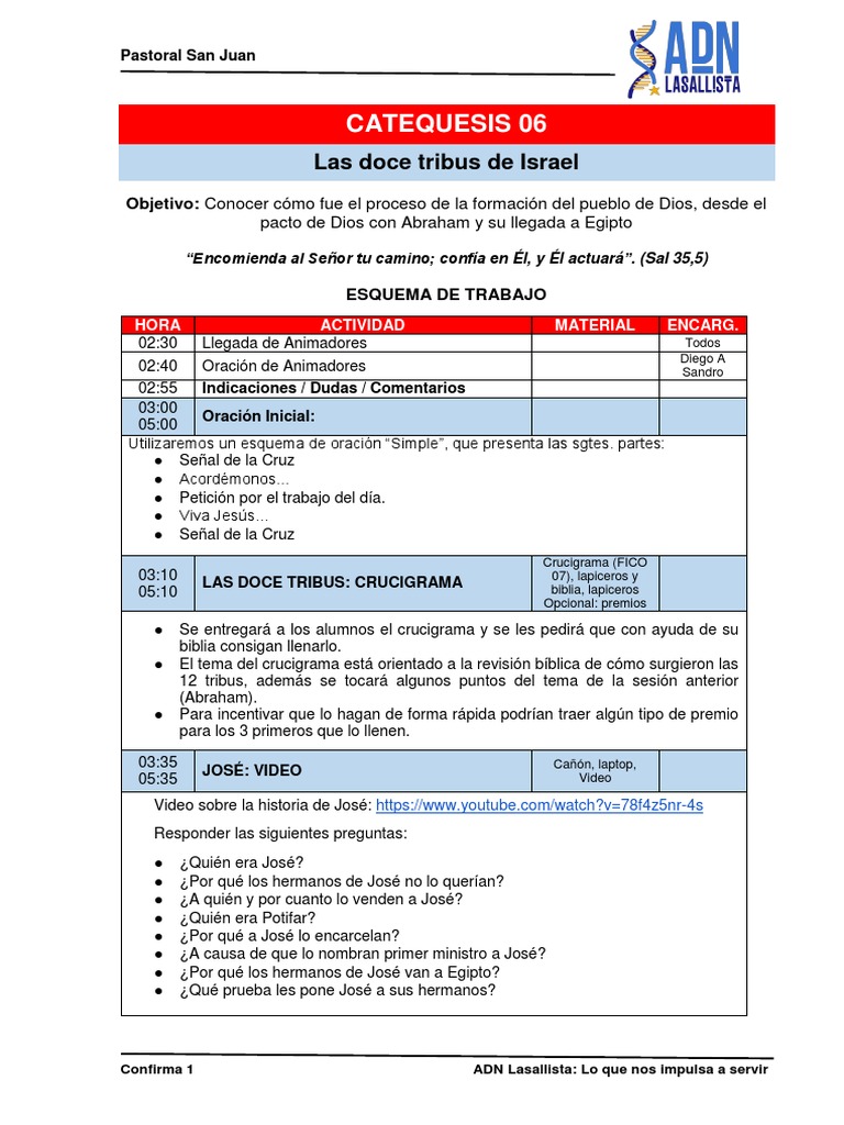 8 - Catequesis 06 - Las 12 Tribus de Israel | PDF | Jacob | Rachel