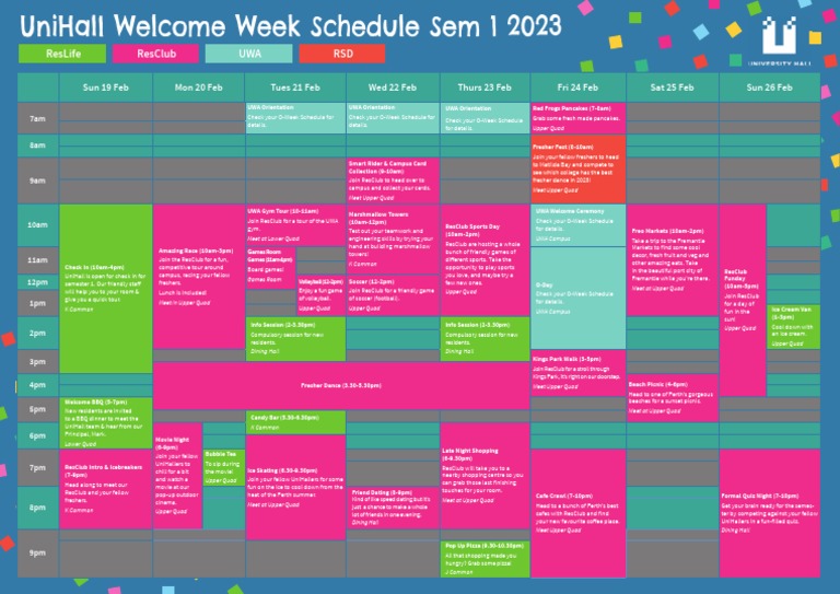 Welcome Week Schedule - Final | PDF