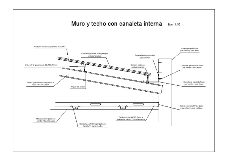 Detalle De Techo Corrugado Interior Y Canalón