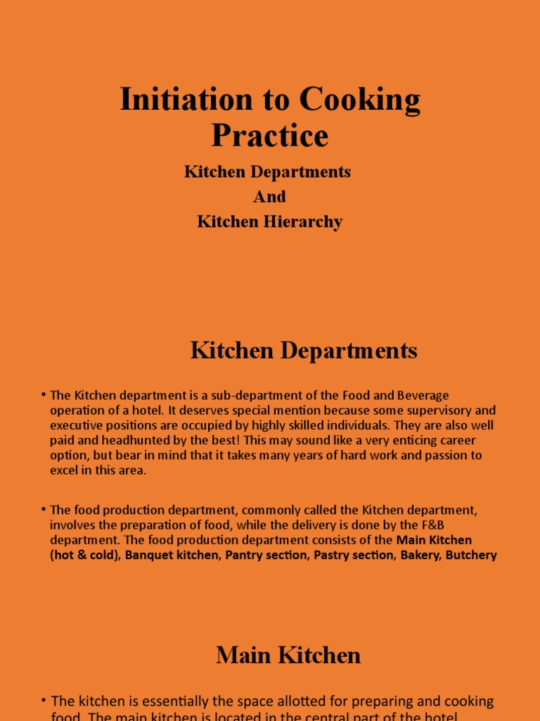 Kitchen Departments and Kitchen Hierarchy | PDF | Chef | Food And Drink