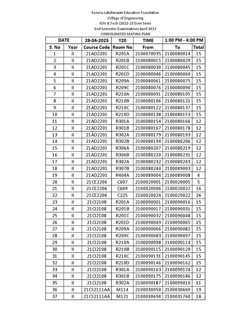 28-04-2023 AN Y21 Reg exam Sitting Plan | PDF | Road | New York ...