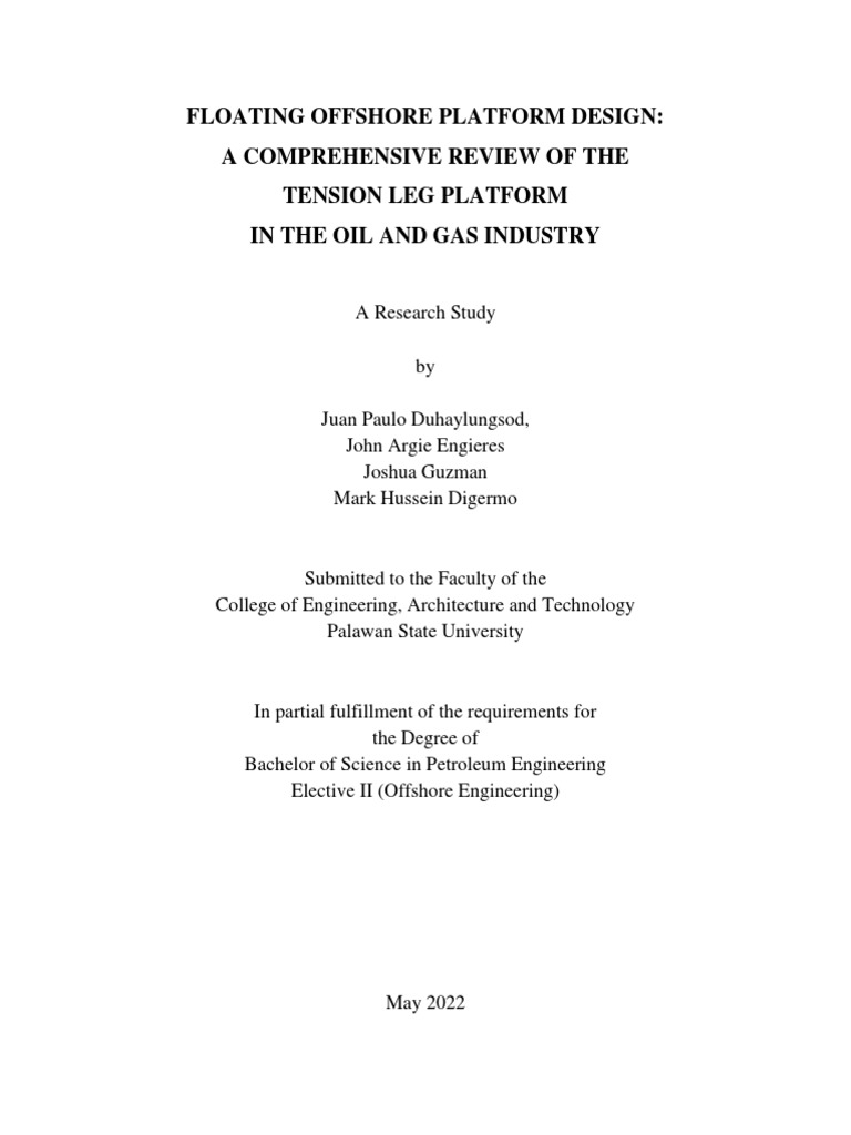 Tension Leg Platform Design Overview | PDF | Offshore Drilling