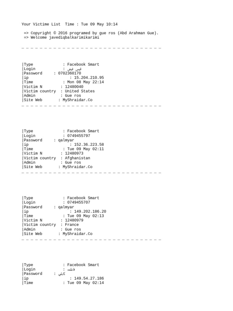 Facebook Smart Victim Log | PDF | Career & Growth