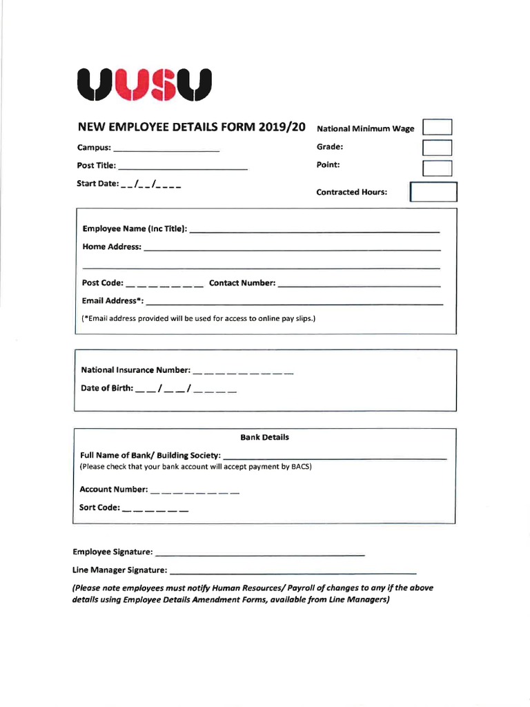 New Employee Form | PDF
