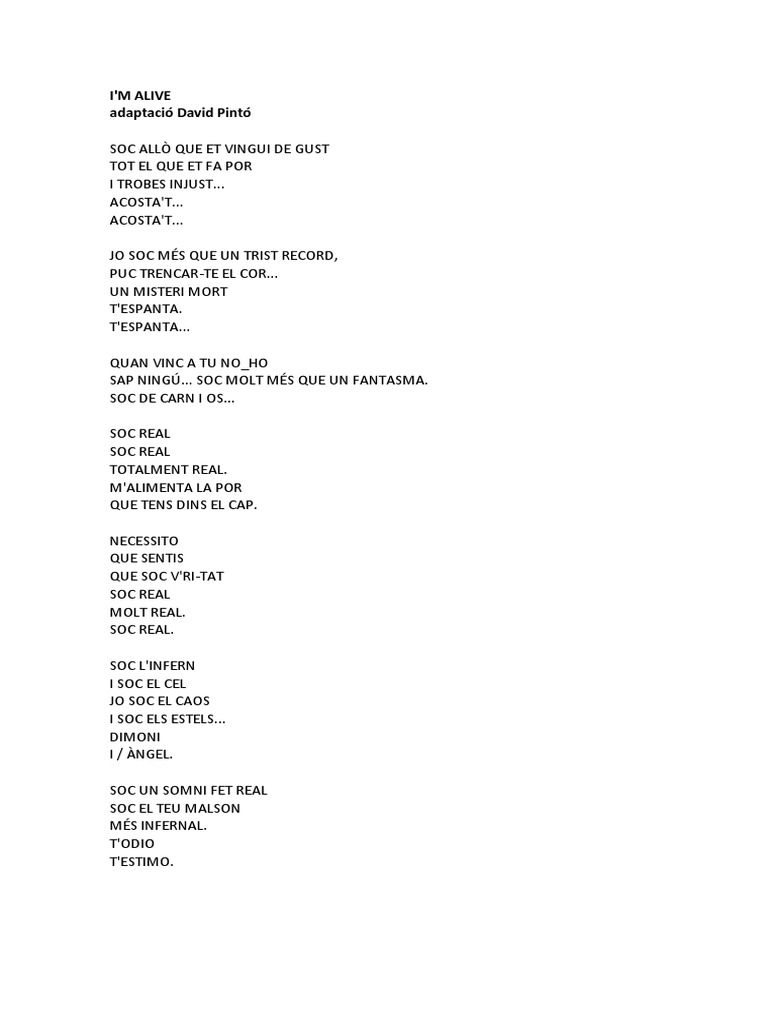 Next To Normal I'm Alive | PDF