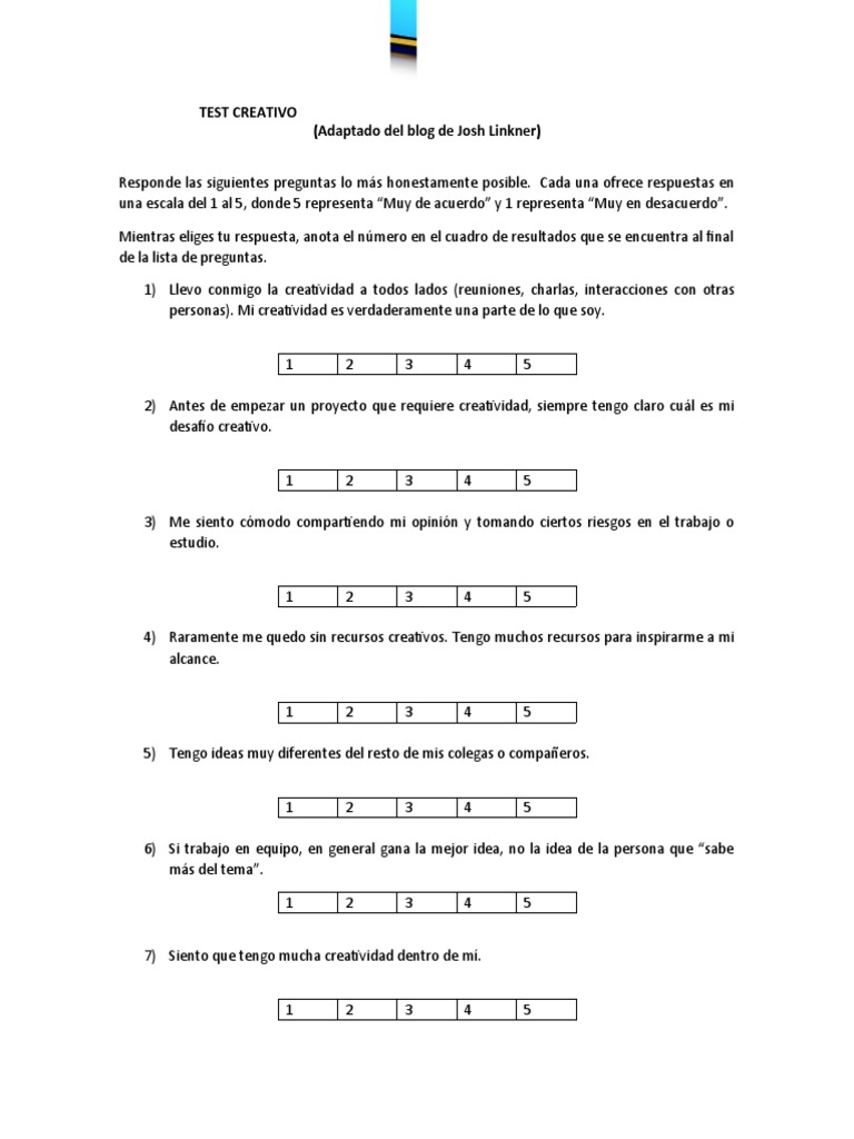 Test Creativo | PDF | Creatividad | Lluvia de ideas