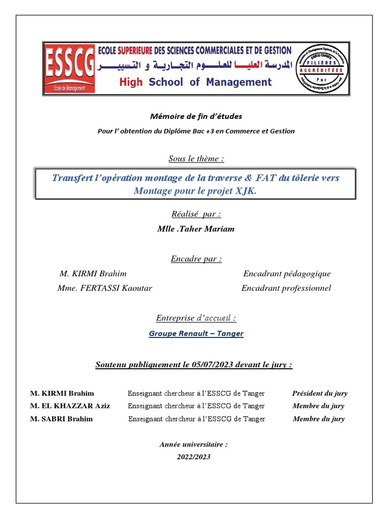 Exemple Rapport de Stage PFE RTE Traverse & FAT | PDF | Renault | Nissan