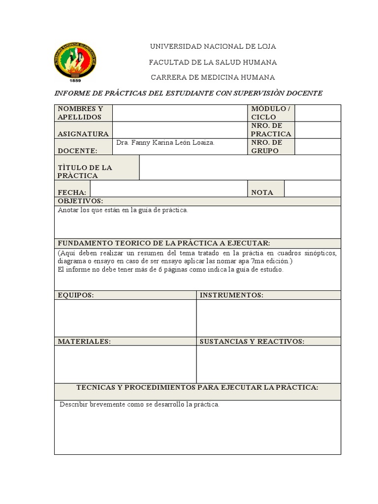 Formato Informe de Practicas | PDF