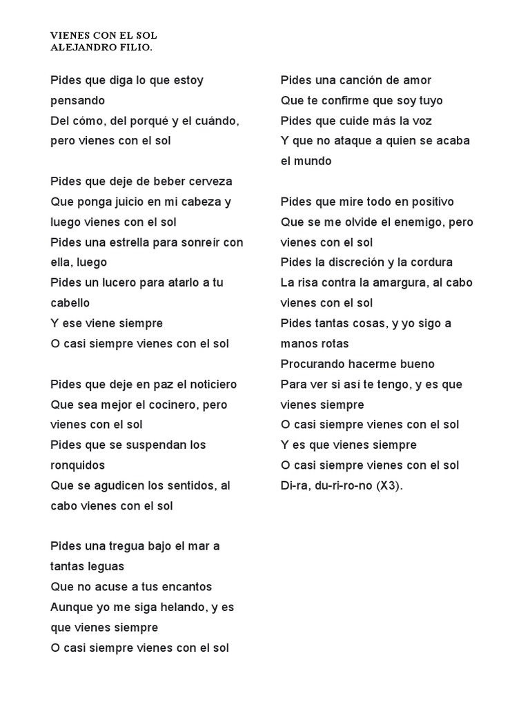 Vienes Con El Sol | PDF