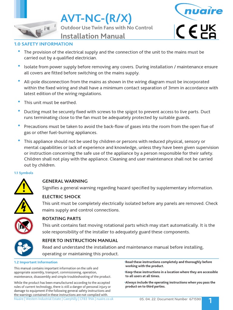 AVT-NC Twin Fans Installation Manual | PDF | Electrical Wiring | Duct ...