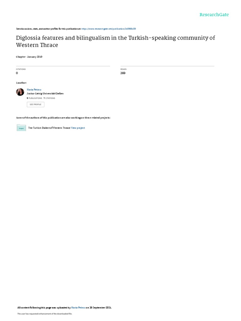 Diglossia Features and Bilingualism in T | PDF | Cognition | Linguistics