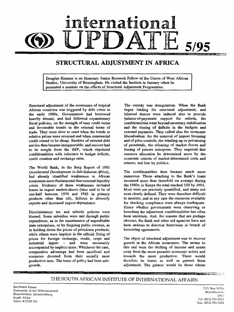 Structural Adjustment in Africa | PDF | International Development ...