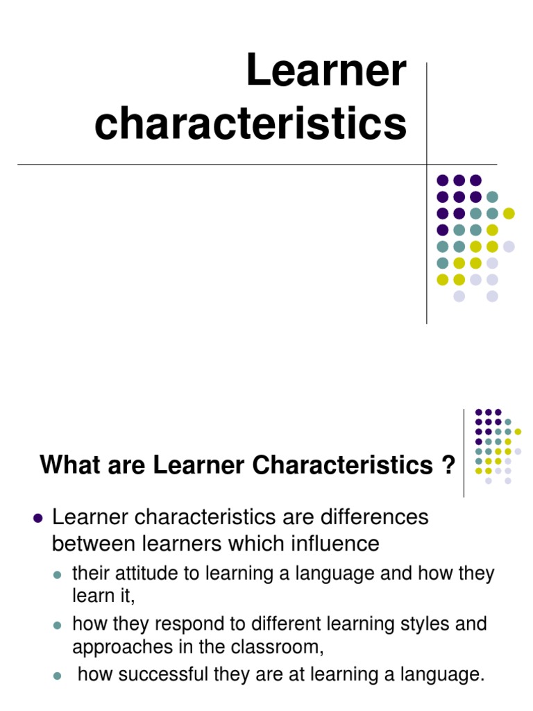 Learner Autonomy - Learner Characteristics | PDF | Learning | Learning ...
