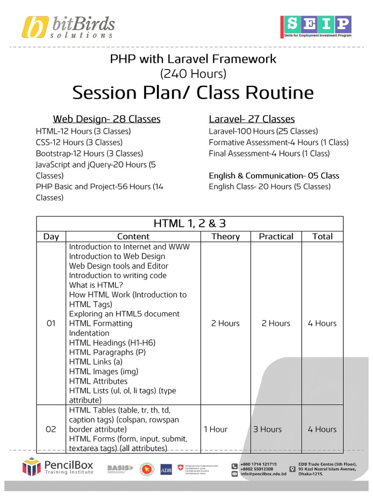 PHP With Laravel Framework Class Routine | PDF