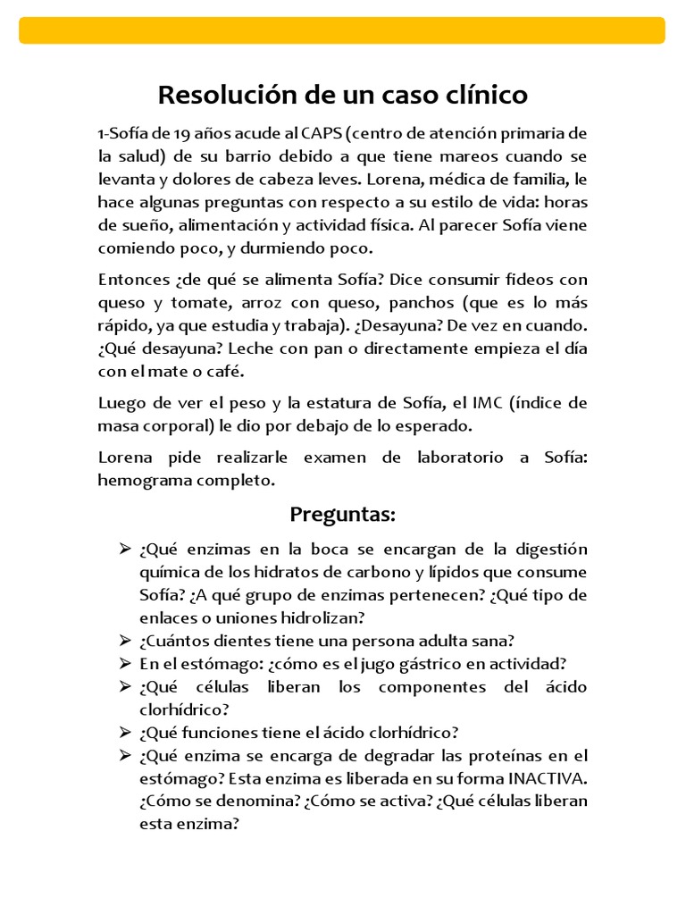Resolución de Un Caso Clínico | PDF | Digestión | Especialidades Medicas Resolución de Un Caso Clínico | PDF | Digestión | Especialidades Medicas